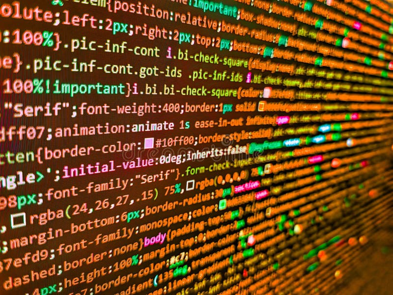 Computer Script Coding Source Code On Desktop Monitor Html5 Real Css Code Developing Screen 3148