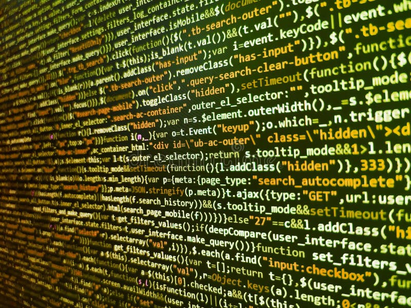 Computer Script Coding Source Code On Desktop Monitor Real Html Code Developing Screen Stock 7185