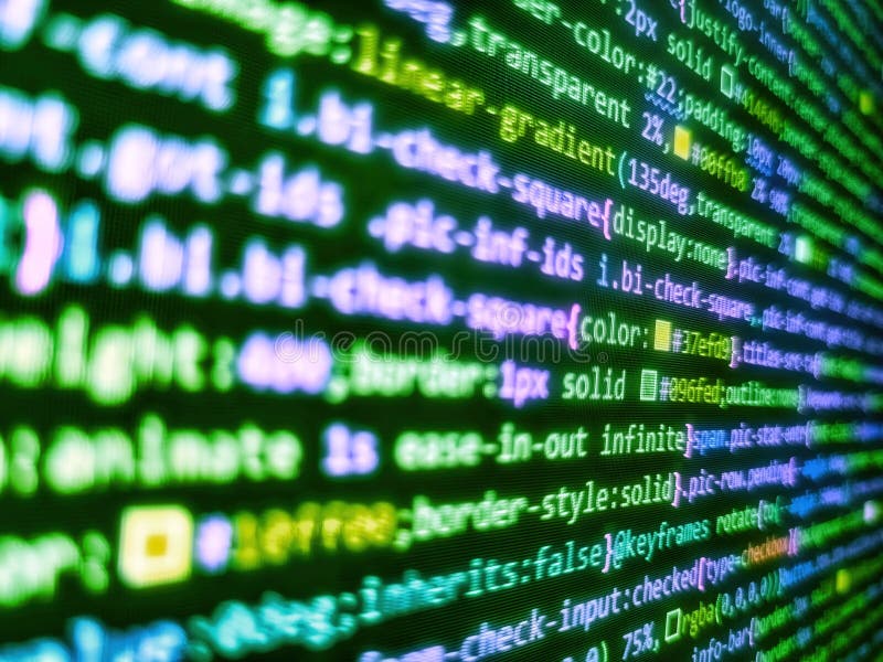 Computer Script Coding Source Code On Desktop Monitor Computer Script Writing Program Code On