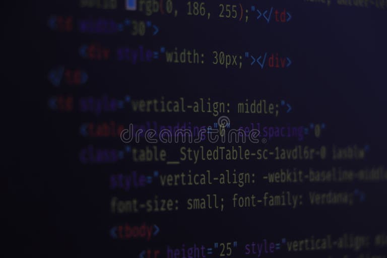Computer Script Typing Work. Programmer Typing New Lines of HTML Code. Closeup of Java Script ...