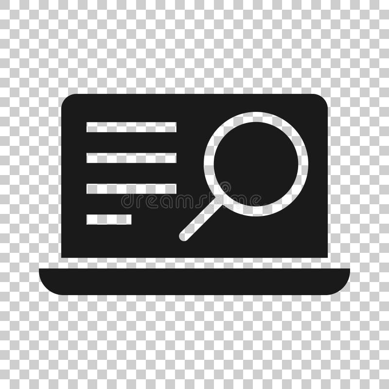 Computer Search Icon in Comic Style. Laptop with Magnifying Glass ...