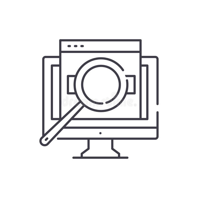Computer Search Line Icon Concept. Computer Search Vector Linear ...