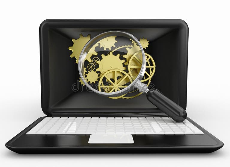 Computer Search or System Update Stock Photo - Image of magnifier ...