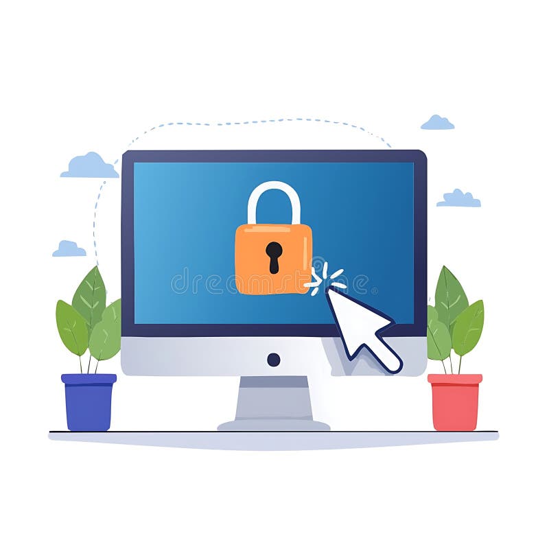 Computer Security Access with Cursor Unlocking Lock on Screen Stock ...