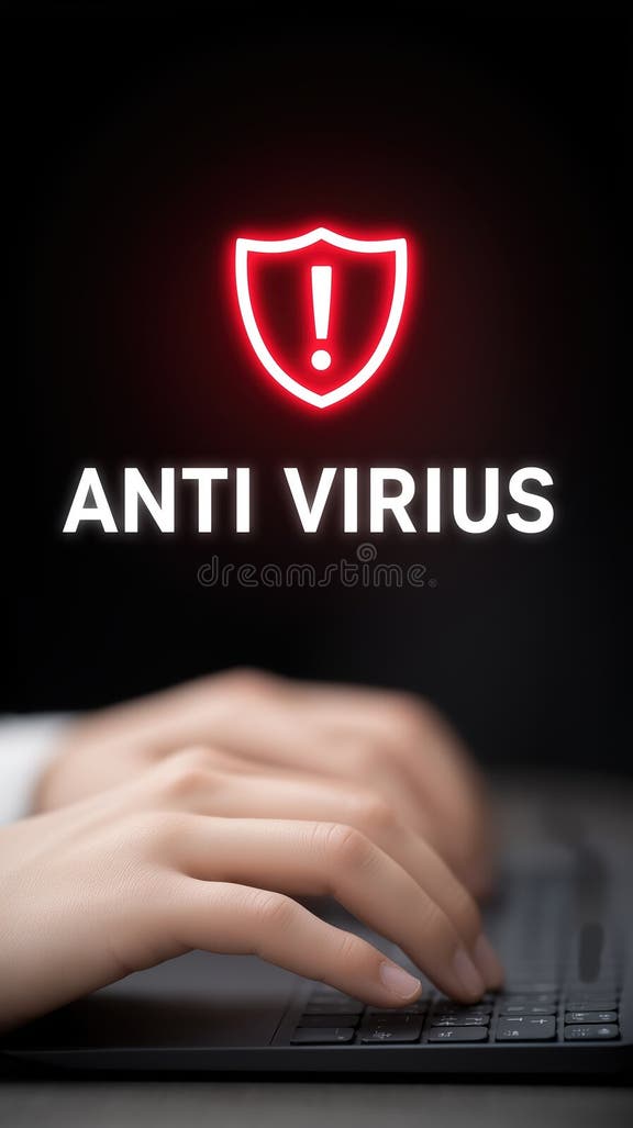 Computer Security Alert with Hands Typing on a Keyboard and a Red ...