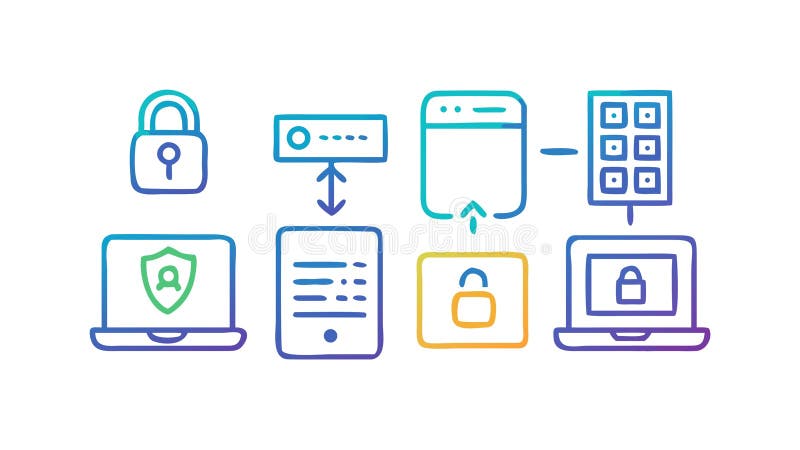 Computer Security API Integration Icons, Vector Design Generative AI ...