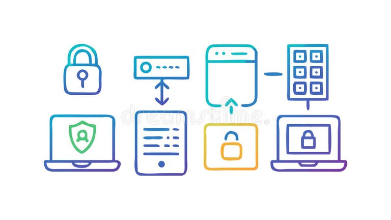 Computer Security API Integration Icons, Vector Design Generative AI ...