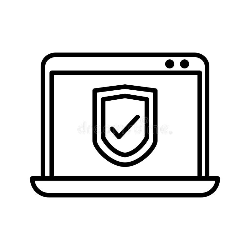 Computer Security Black and White Icon Illustration Stock Vector ...