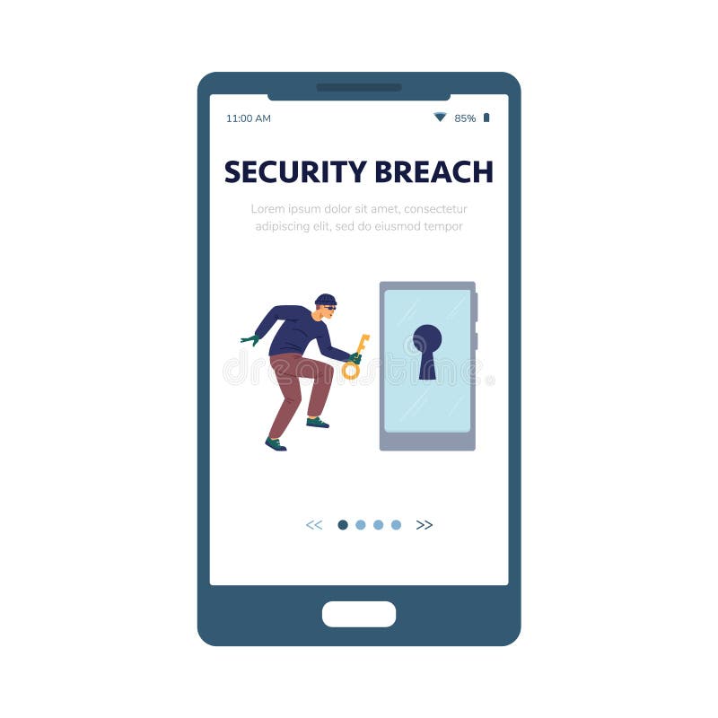 Computer Security Breach Onboarding Mobile App Page, Flat Vector ...