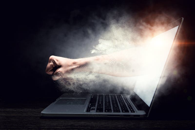 Computer Security Break. Mixed Media Stock Photo - Image of gesture ...