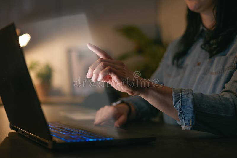 Computer Security Concept with Overlay Projected Onto Screen of Woman ...
