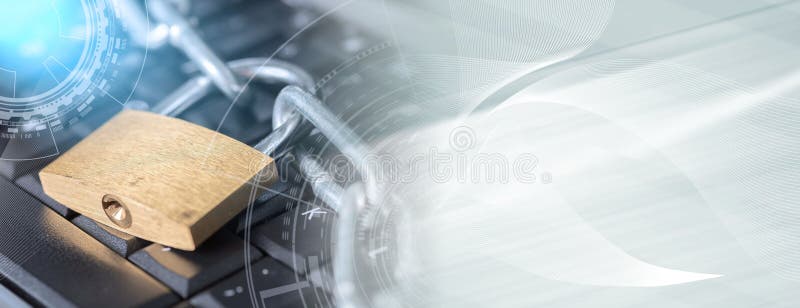 Concept of Computer Security, Light Effect Panoramic Banner Stock Photo ...
