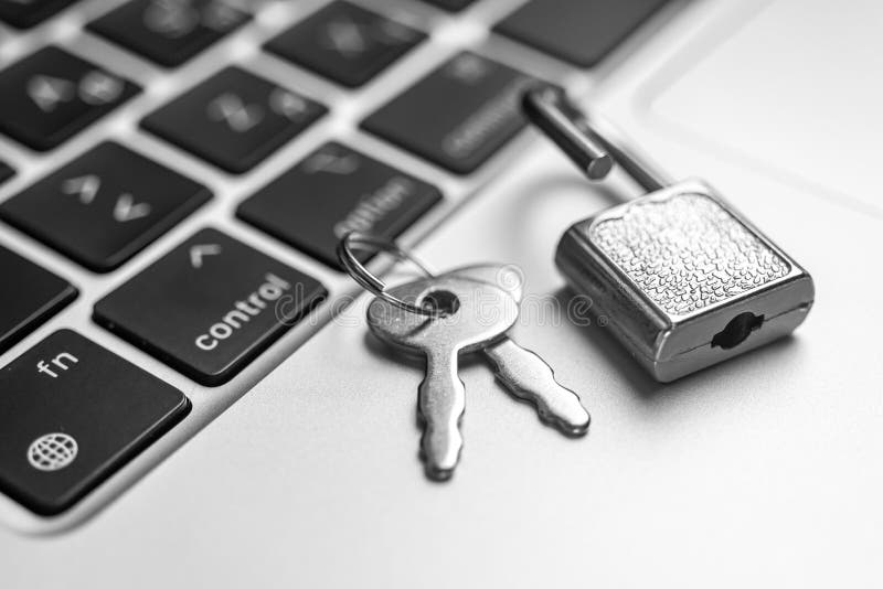 Computer Security Concept. Padlock on Computer Keyboard, Laptop in ...