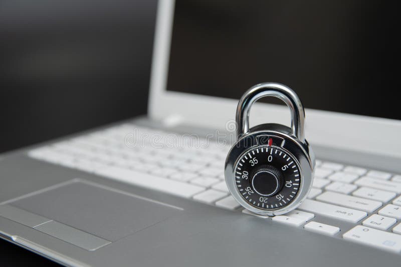 Computer Security Concept, Padlock on Laptop Keyboard. Stock Photo ...