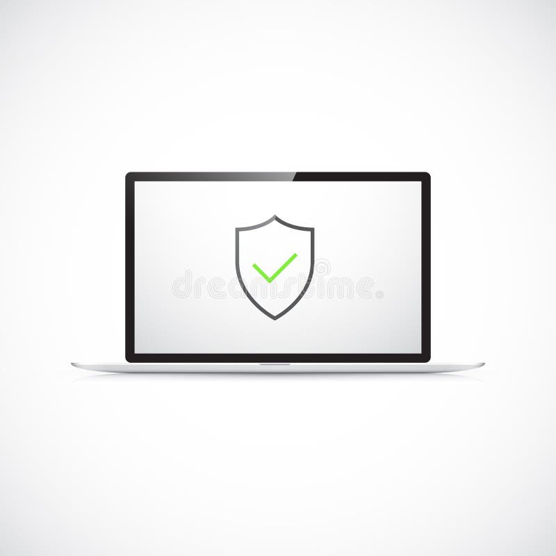 Computer Security Concept. Shield Symbol on the Screen Stock Vector ...