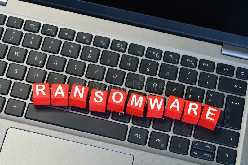 Computer Security Concept with Text Ransomware on the Laptop Keyboard ...