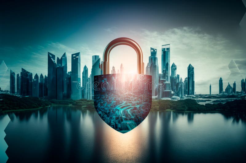 Computer Security Day in Digital Style. Lock Icon. Shield with Lock ...