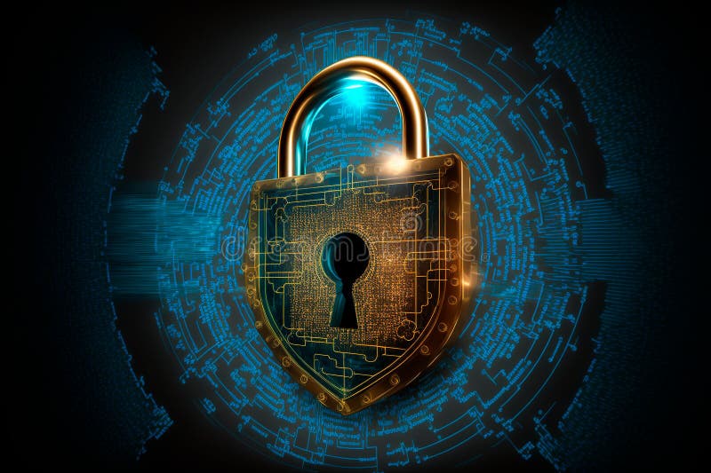 Computer Security Day in Digital Style. a Shield with a Lock Icon Stock ...