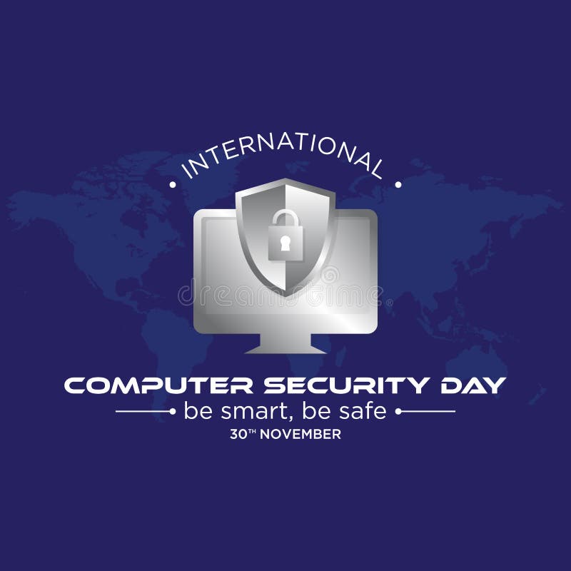 Computer Security Day Letter Emblem In Modern Style With World Map ...