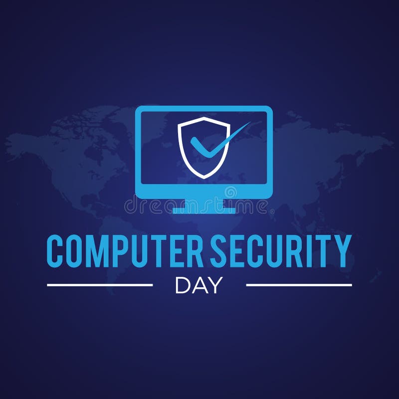 Computer Security Day Letter Emblem in Modern Style with World Map ...