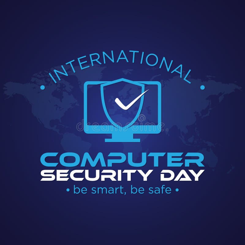 Computer Security Day Letter Emblem in Modern Style with World Map ...