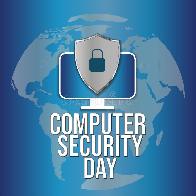 Computer Security Day Paper Cut Style Postcard. November 30 Stock ...