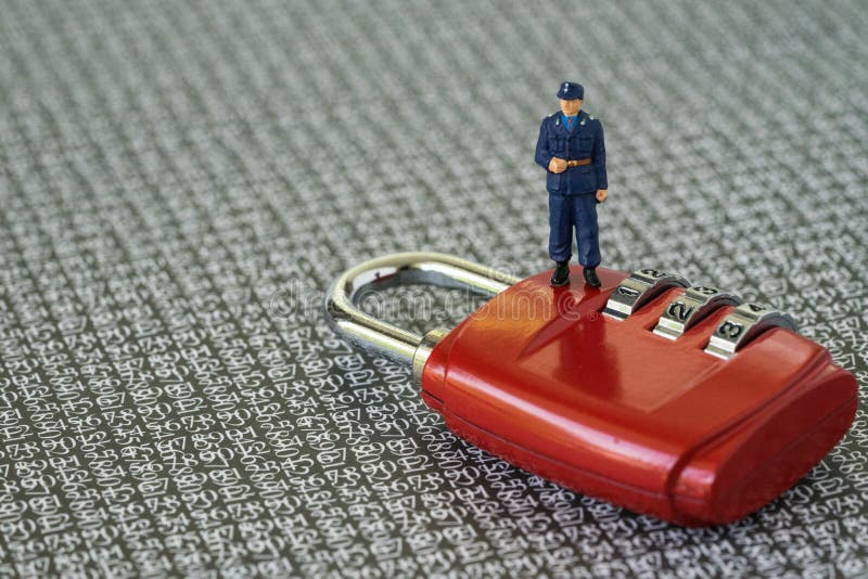 Computer Security or Hacker Protection Concept with Miniature Figure ...