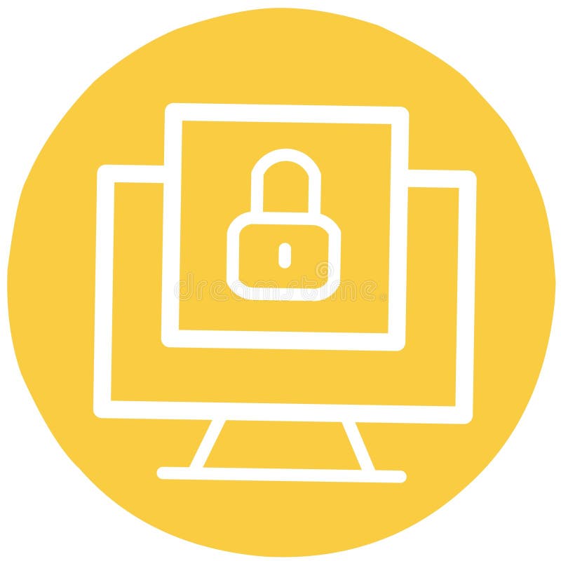 Computer Security Icon on Bright Yellow Background Stock Vector ...