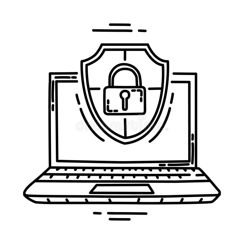 Computer Security Icon. Doodle Hand Drawn or Outline Icon Style Stock ...