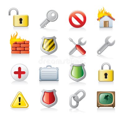 Computer security icon set stock vector. Illustration of chain - 14544127
