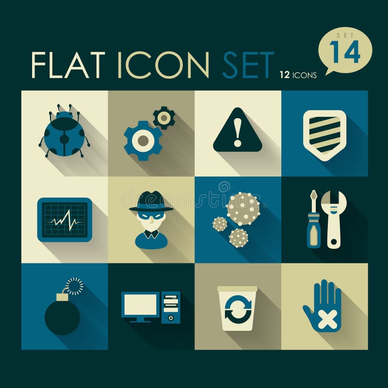 Computer security icon set stock vector. Illustration of interface ...