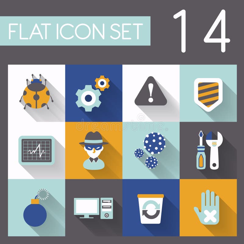 Computer security icon set stock vector. Illustration of insect - 45126035