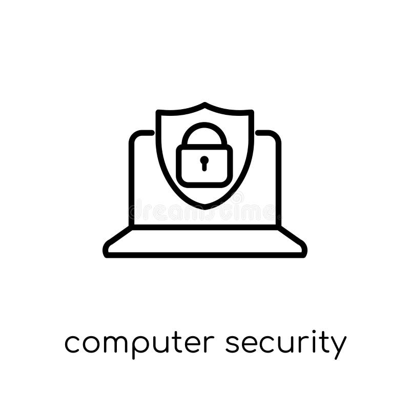 Computer Security Icon. Trendy Modern Flat Linear Vector Compute Stock ...