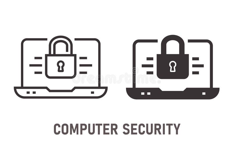 Computer Security Icon on White Background. Vector Illustration. Stock ...