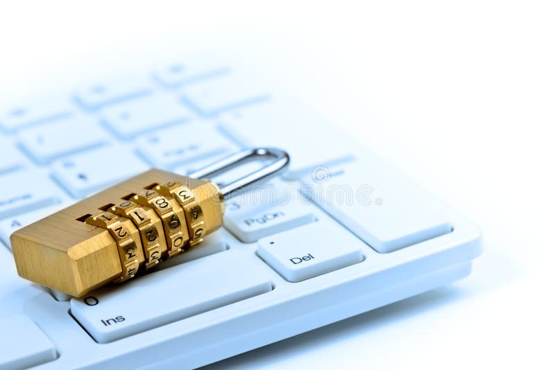 Padlock on Laptop Computer Keyboard Stock Image - Image of privacy ...