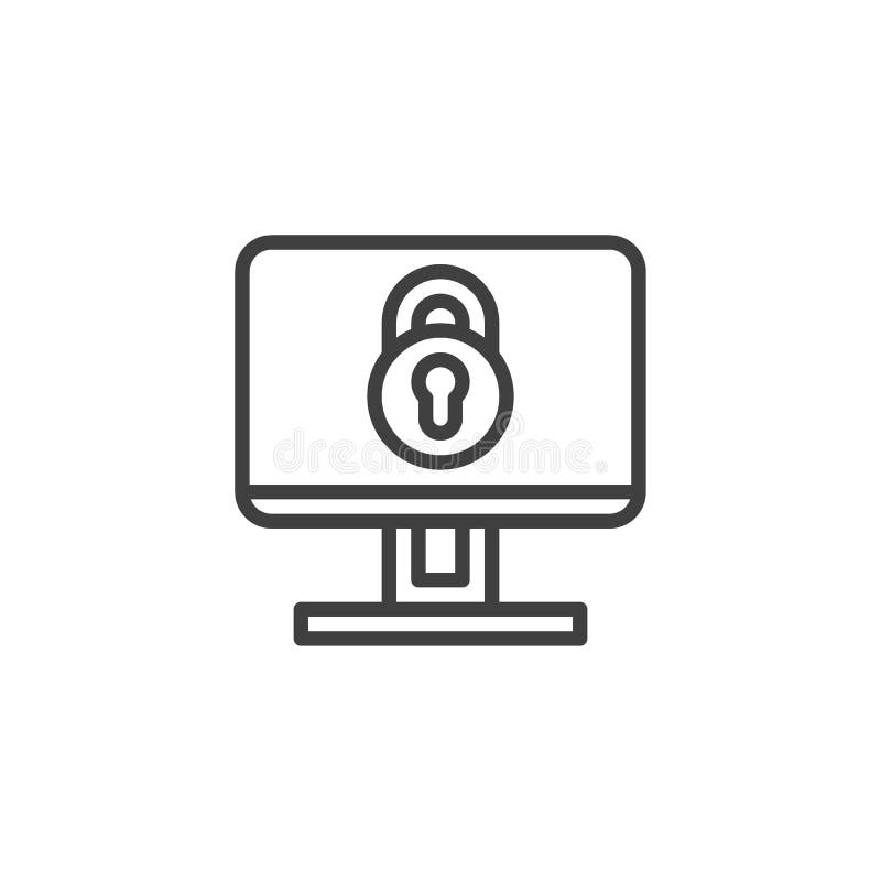 Computer Security Password Line Icon Stock Illustration - Illustration ...