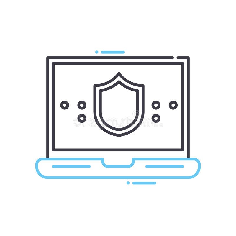 Computer Security Line Icon, Outline Symbol, Vector Illustration ...
