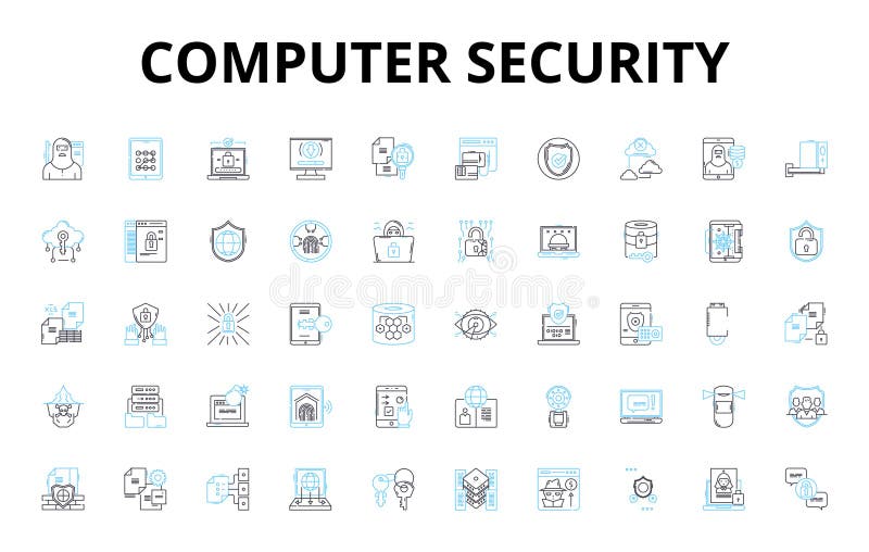Computer Security Linear Icons Set. Firewall, Cryptography, Malware ...