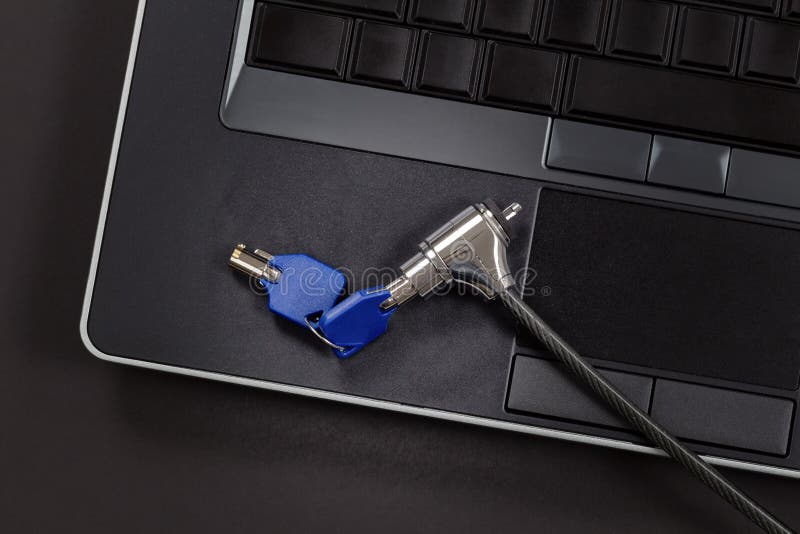 Computer with Lock and Key stock photo. Image of safe - 30329296