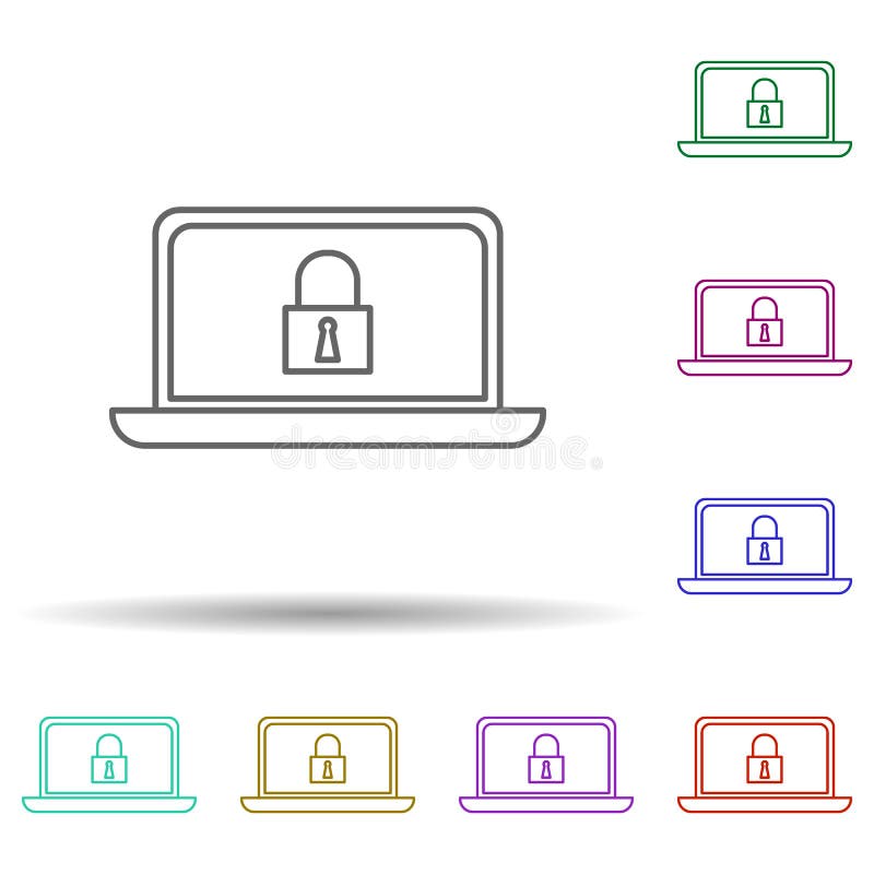 Computer Security Multi Color Icon Simple Thin Line Outline Vector Of Security Icons For Ui