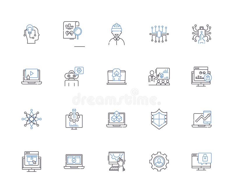 Computer Security Outline Icons Collection Computer Security Cybersecurity Network