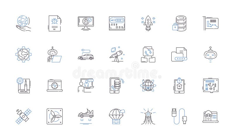 Computer Security Outline Icons Collection. Computer, Security ...
