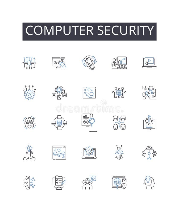 Computer Security Line Icons Collection. News, Reporting, Investigative ...