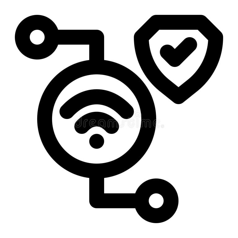 Secure Connection, Secure Network Outline Icon Stock Vector ...