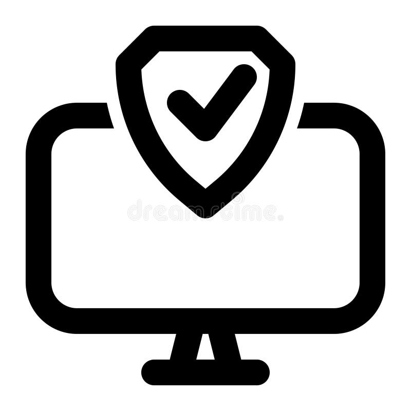 Computer Security, Computer Protection Outline Icon Stock Vector ...