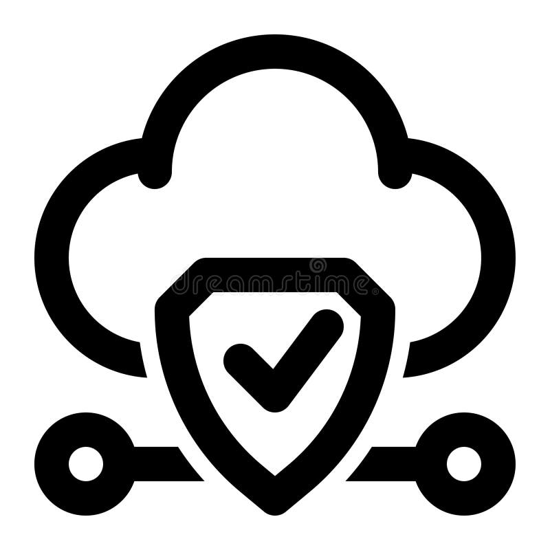 Cloud Security, Cloud Protection Outline Icon Stock Vector ...