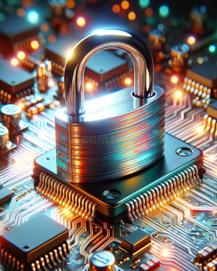 Computer Security Passwords Protected Codes Microchip Circuit Board ...