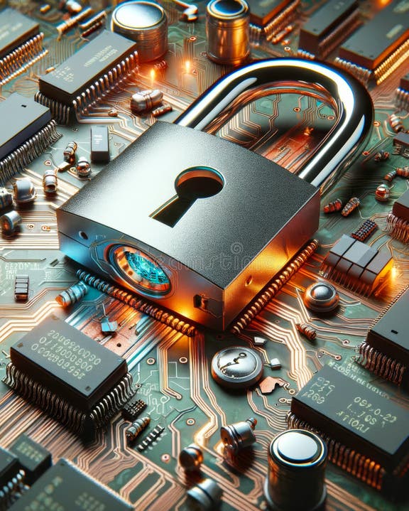 Computer Security Passwords Protected Codes Microchip Circuit Board Electronics Internet Safety ...