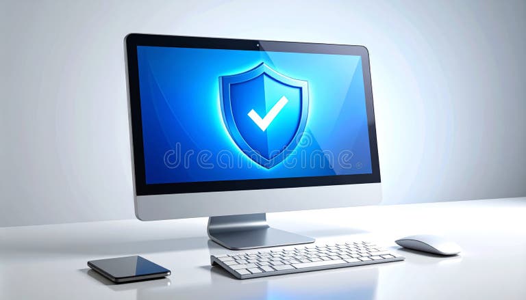 Computer Security Shield: Digital Fortress Ready To Defend. Safe Online ...