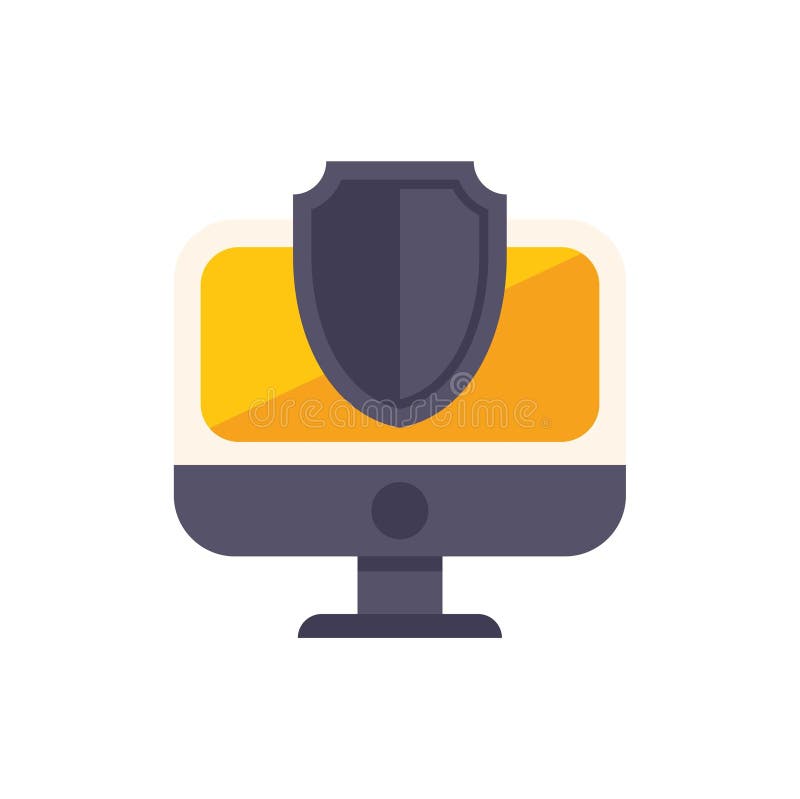 Computer Security Shield Protecting Desktop Computer from Viruses Stock ...